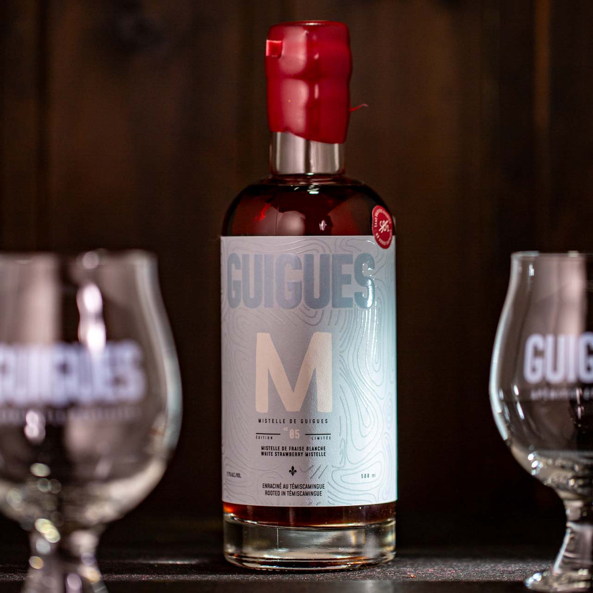 Ensemble 2 verres et Mistelle de Guigues M05 - Fraise blanche – nordvie